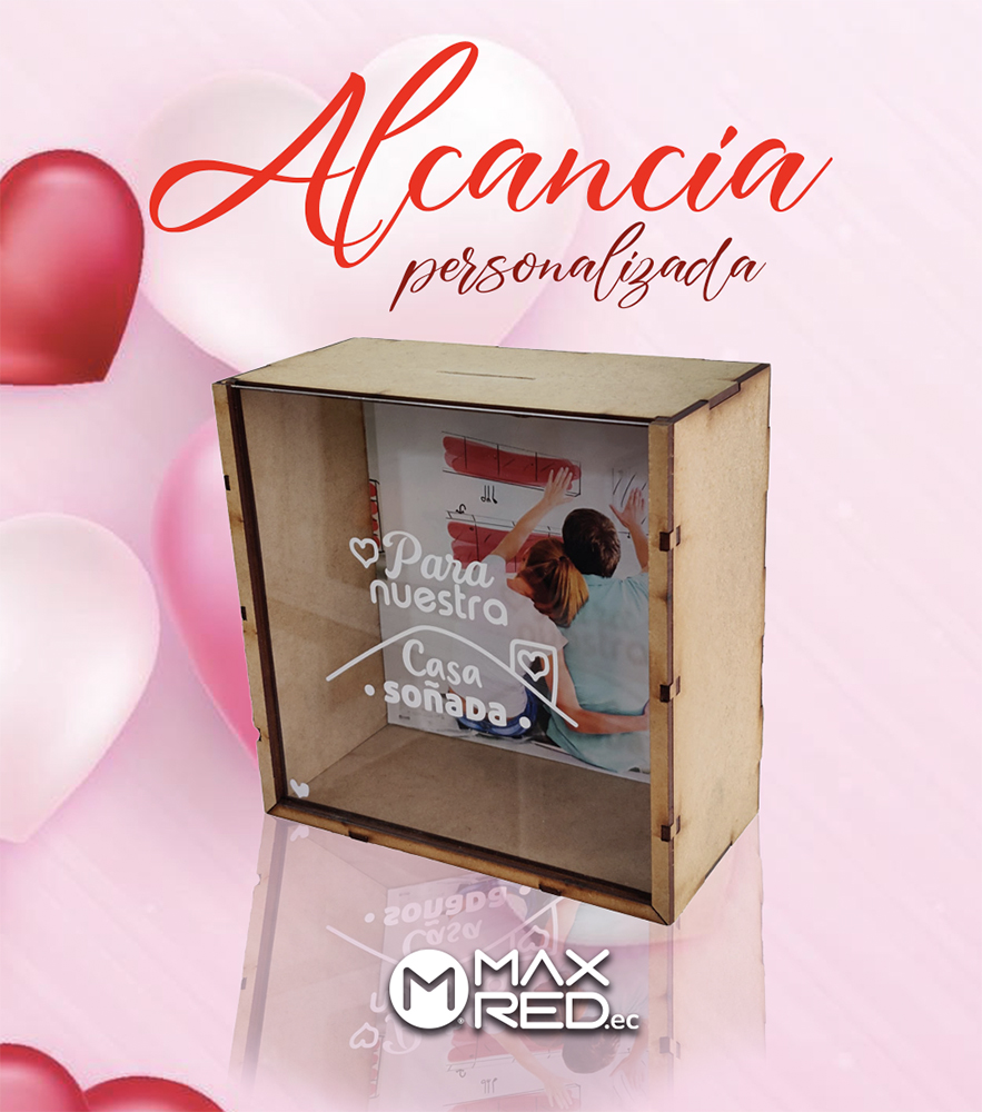 Alcancia en MDF MAXRED Personalizadaacon tu estilo