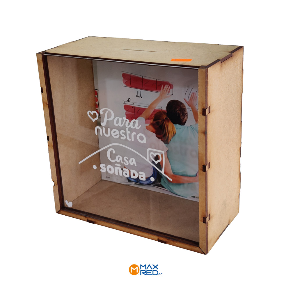Alcancia en MDF MAXRED Personalizadaacon tu estilo