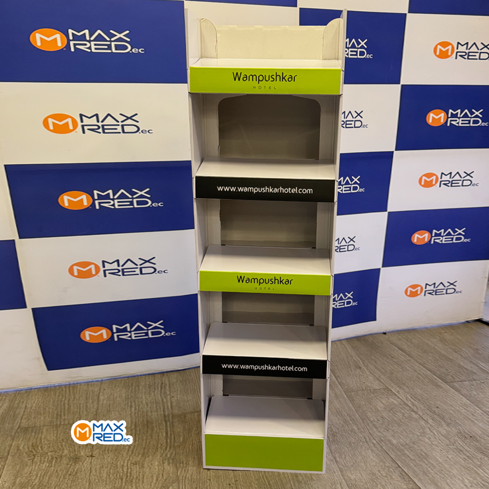 Stand Plegable de Cartón Personalizado con tu marca MAXRED